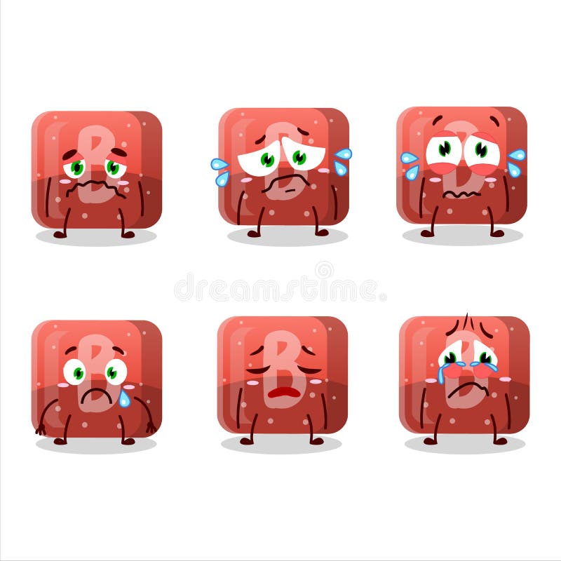 Red Gummy Candy B Cartoon Character with Sad Expression Stock Vector ...