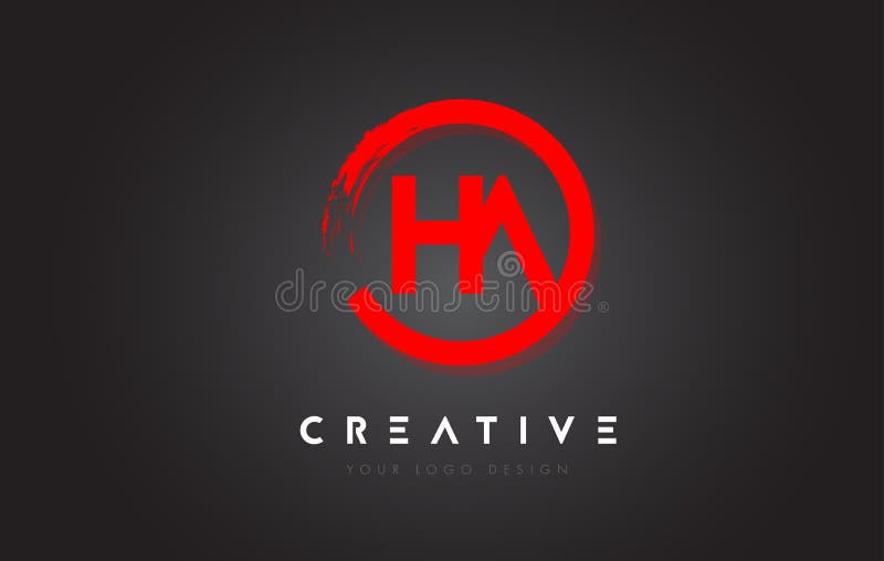 Red HA Circular Letter Logo with Circle Brush Design and Black ...