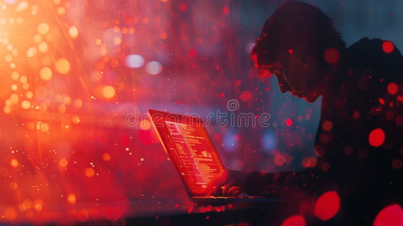 The Red Hacker S Laptop. AI Generated Stock Photo - Image of digital ...
