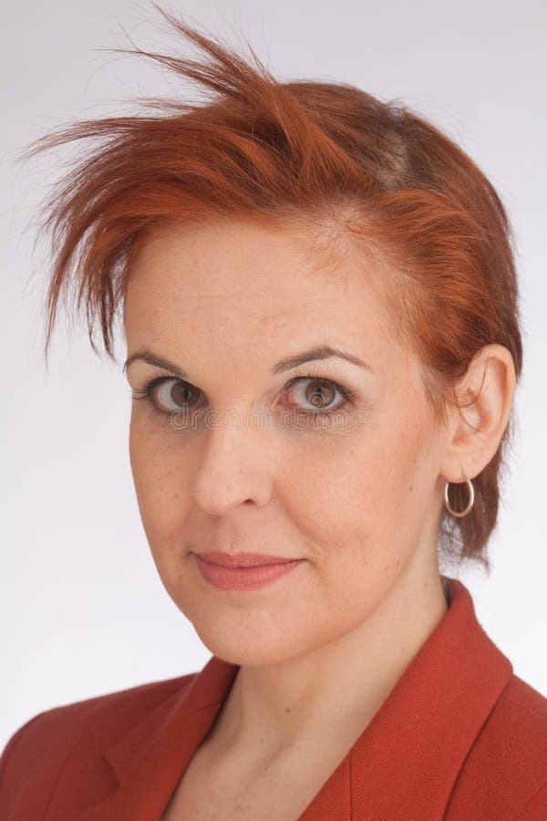 Red hair stock image. Image of jacket, frolic, hairdo - 13812381