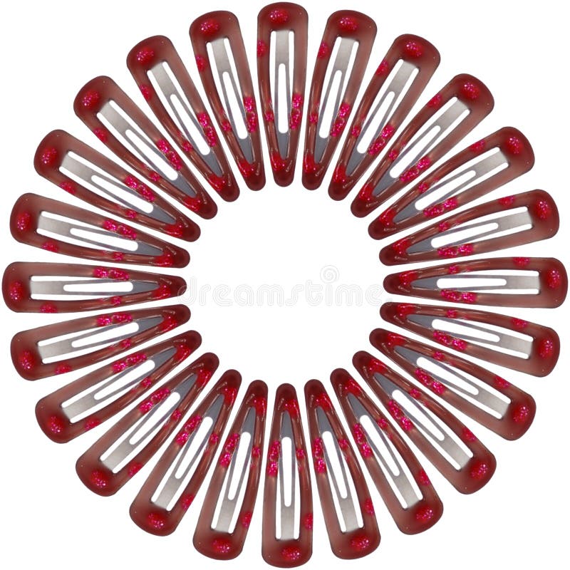 Red hair clips in a circle stock image. Image of objects - 38666495