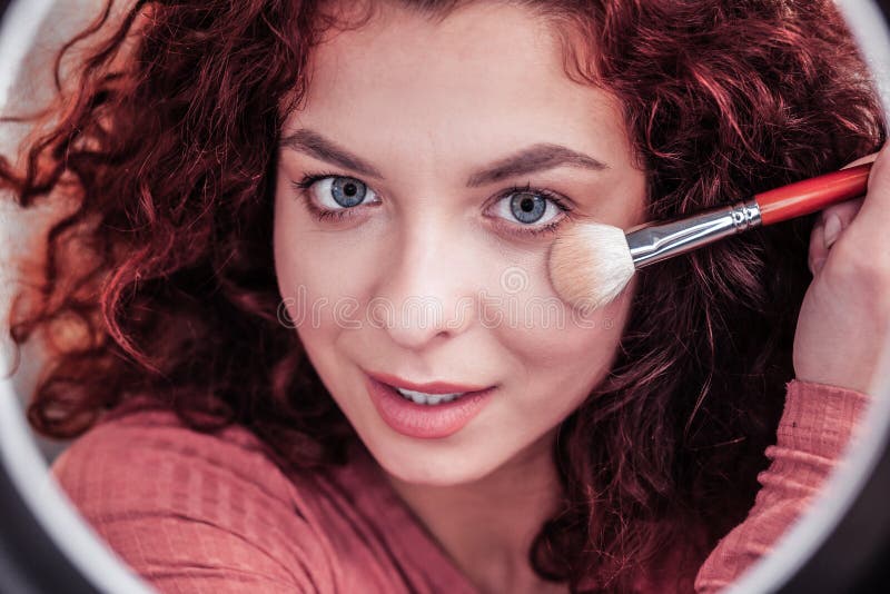 Face of a Positive Nice Woman with Curly Hair Stock Photo - Image of ...