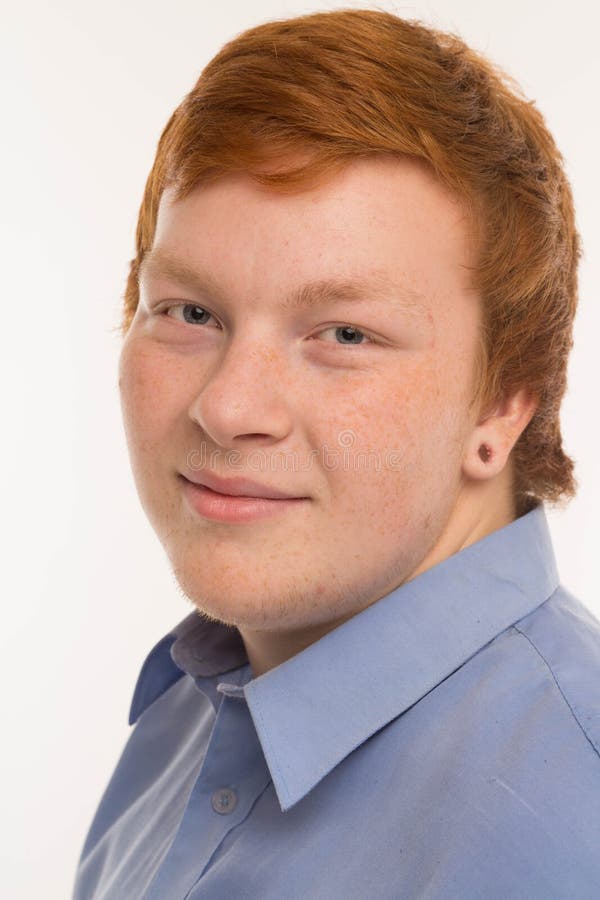 Red Hair Man Studio Portrait on White Stock Photo - Image of close ...
