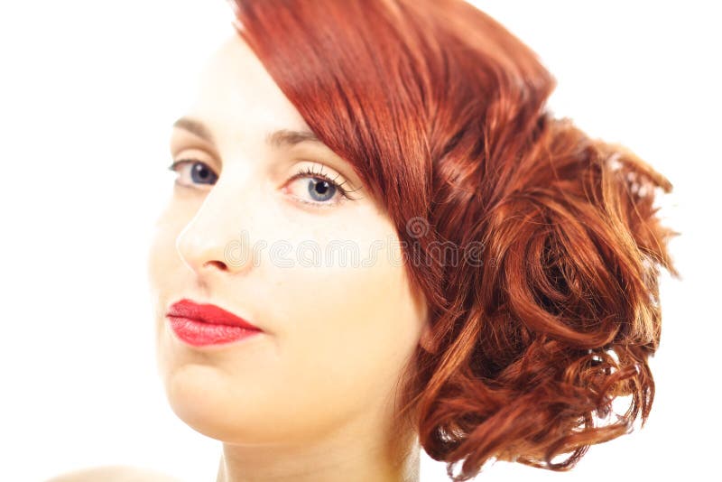 Red hair and red lips stock image. Image of glamorous - 15400221
