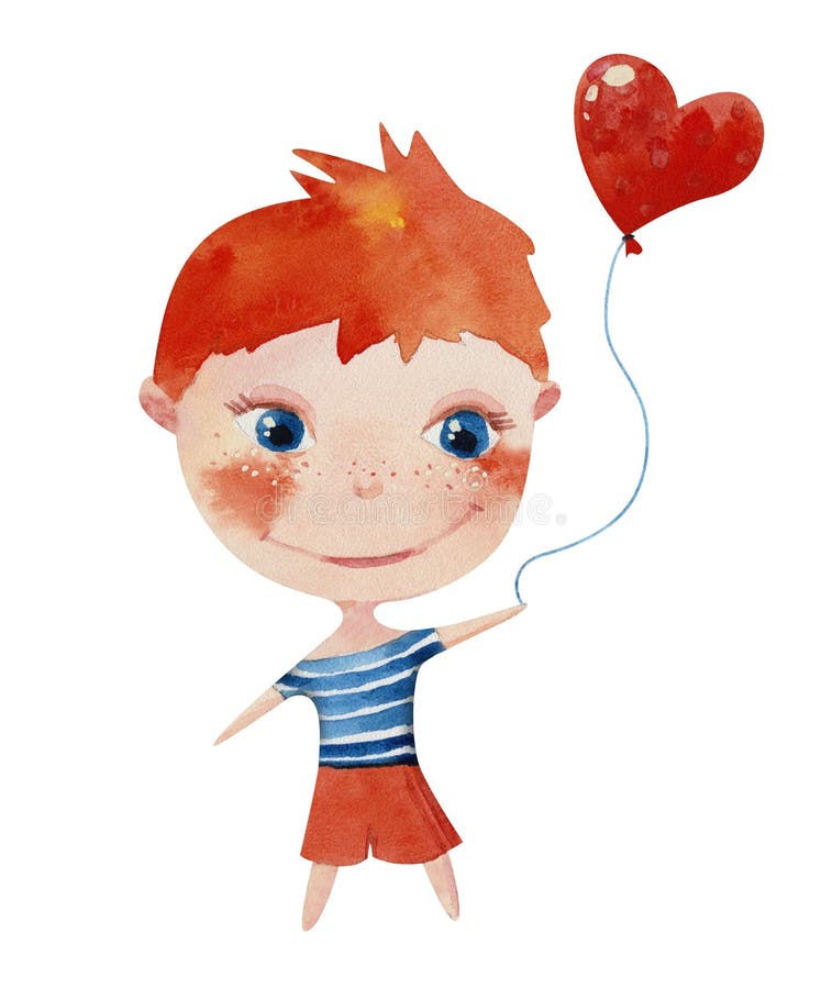 Cartoon Smiling Boy With Red Hair And Freckles Stock Vector ...