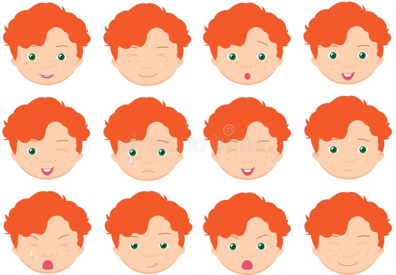 Red-haired Boy Emotions: Joy Stock Vector - Illustration of laughing ...