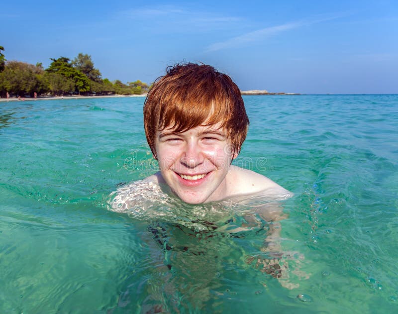 Red Haired Boy Enjoys the Crystal Stock Image - Image of blue, samet ...