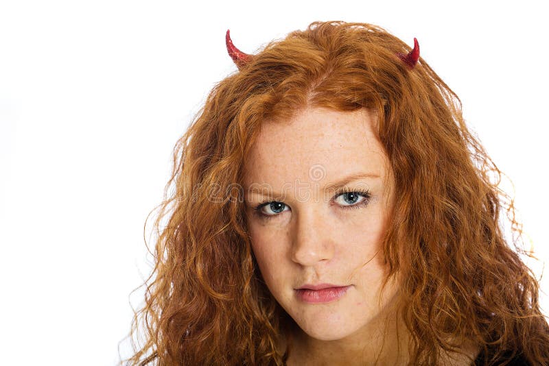 Red haired devil girl stock photo. Image of attractive - 28837540