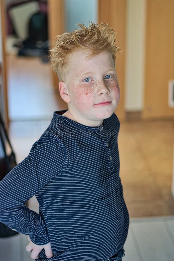Young Red Haired Boy with Cucumber Stock Photo - Image of freckled ...
