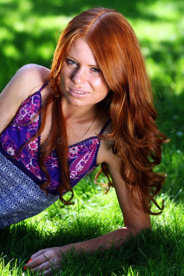 Red-haired girl stock image. Image of elegance, happy - 11702867
