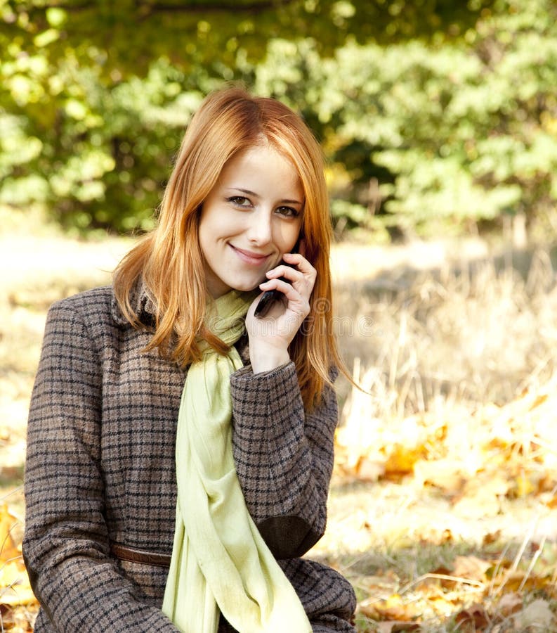 Red-haired Girl Calling by the Phone Stock Image - Image of face, life ...