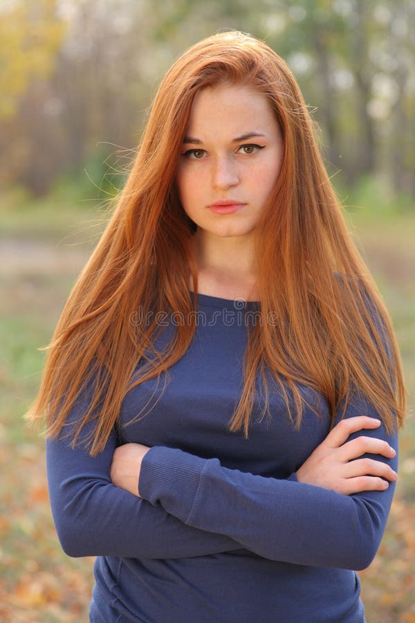Red Haired Girl Portrait stock photo. Image of autumn - 27150654