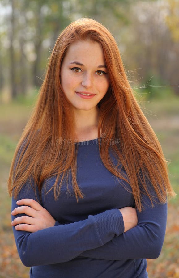 Red Haired Girl Portrait Smiling Stock Image - Image of gloss, color ...