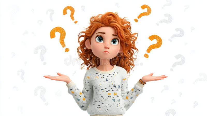 Curious Red-Haired Girl with Questioning Expression Stock Image - Image ...