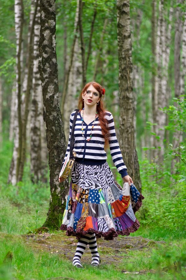 Gypsy with a Tambourine in the Forest Stock Photo - Image of bison ...