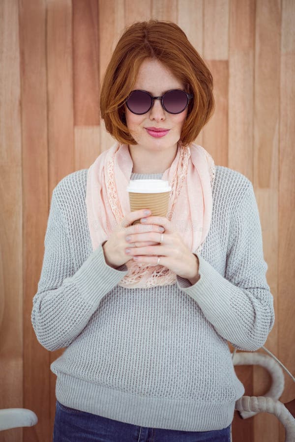 Hipster Woman with Red Hair Stock Image - Image of head, coffee: 66971531