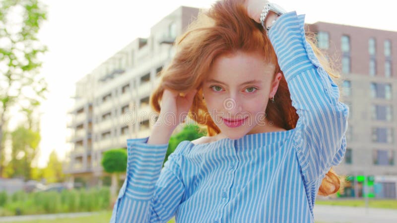 Red-haired Lady. Emotion stock image. Image of model - 153559493