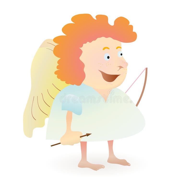 Red-haired lustiger Engel vektor abbildung. Illustration von ...