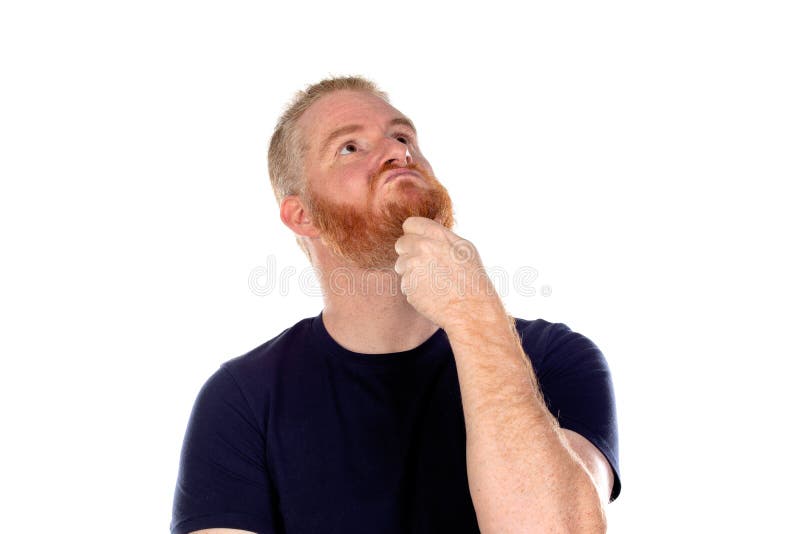 Man with Beard on Thinking Face. Bearded Man with Blond Hair. Skincare ...