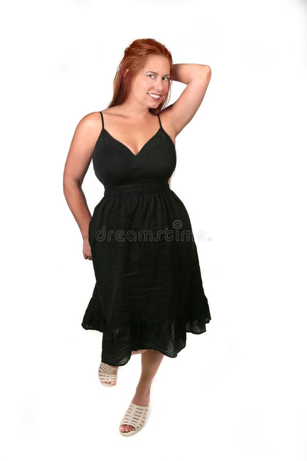 Red Haired Plus Size Model Posing on White Backgro Stock Image - Image ...