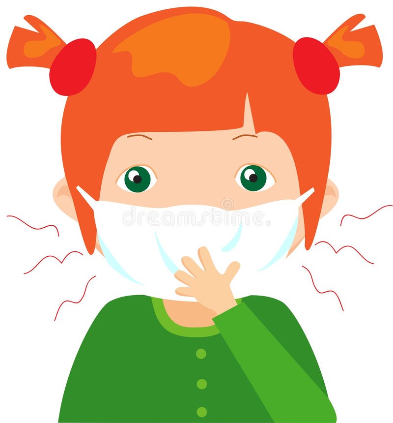 Red-haired Sick Girl with Thermometer Stock Vector - Illustration of ...