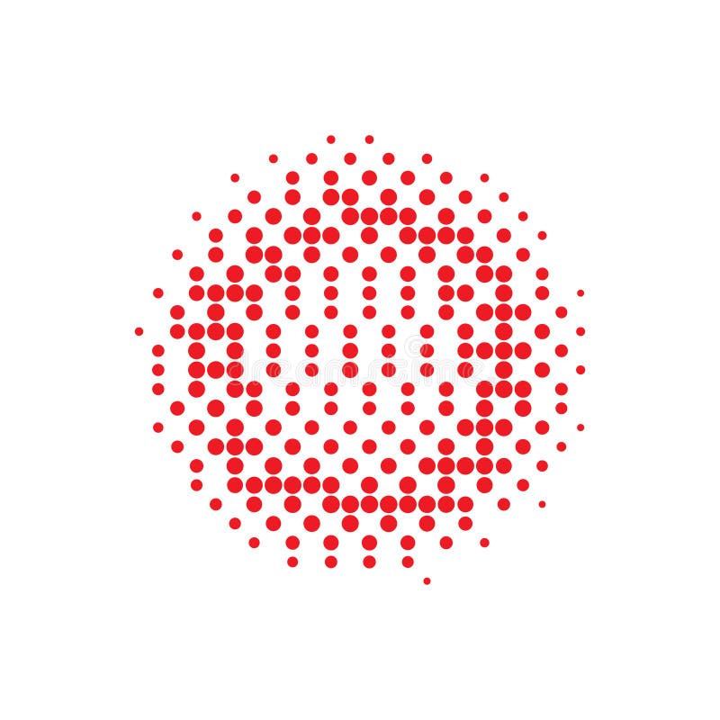 Red Halftone Element. Texture Set. Abstract Set. Round Half. Design ...
