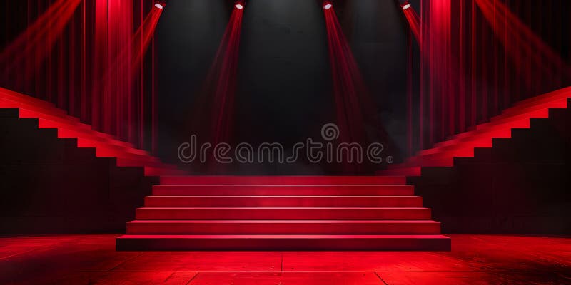 Red Hall Stage stock image. Image of leisure, event - 327190899