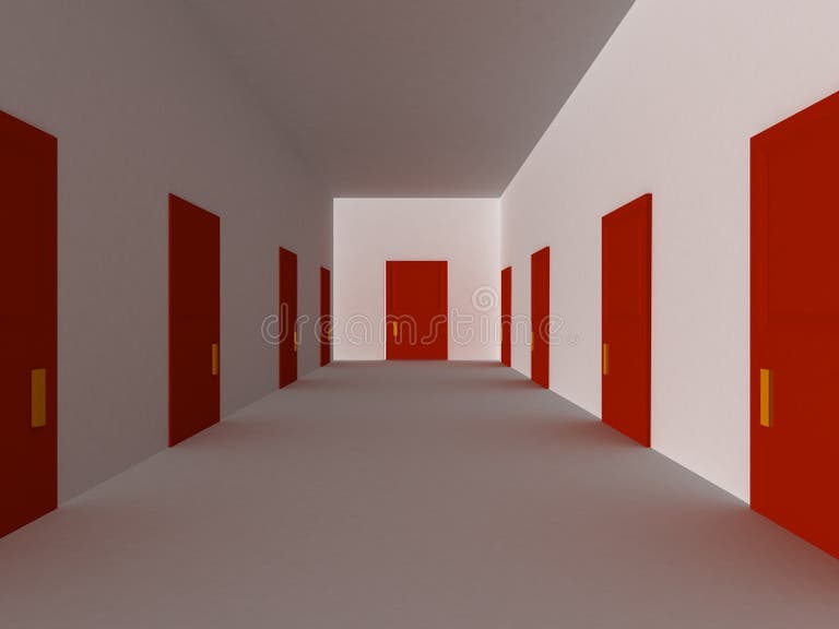 Red hallway stock illustration. Illustration of accessibility - 7628512