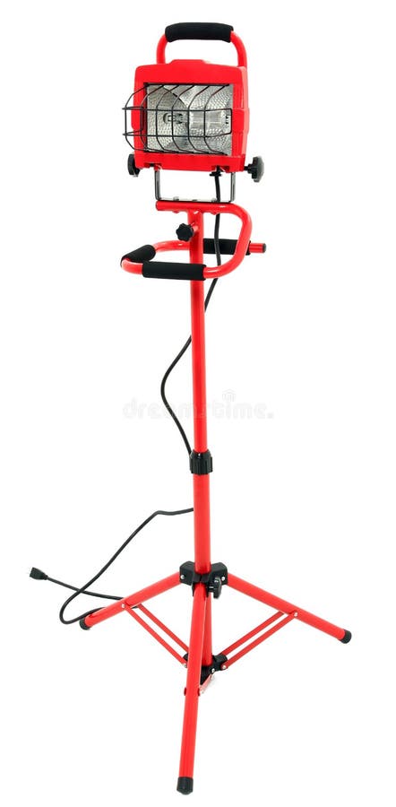 Red Halogen Work Light on Tripod Stock Image - Image of isolated ...