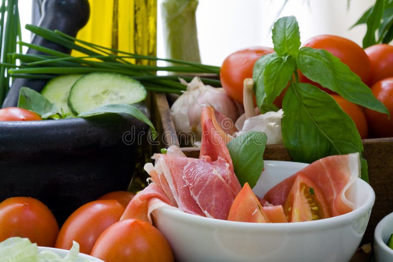 Red ham stock photo. Image of eating, dishware, green - 5246726