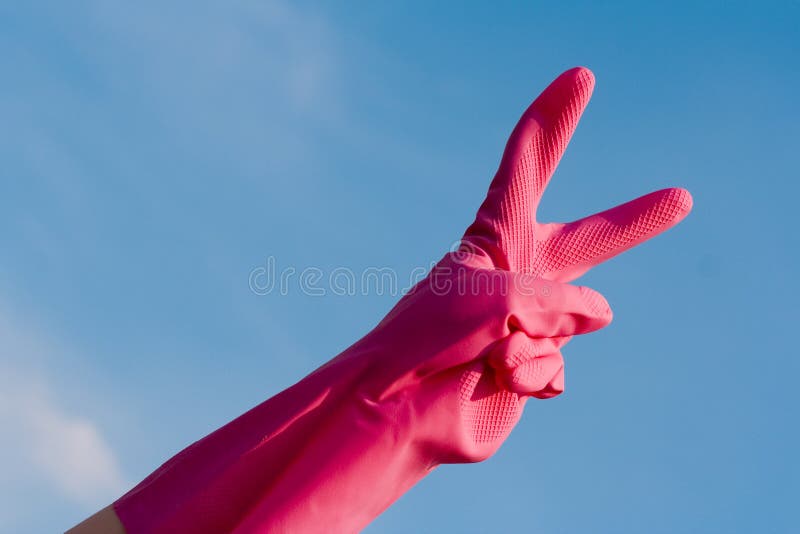 Red hand stock image. Image of pink, gloves, blue, finger - 721379