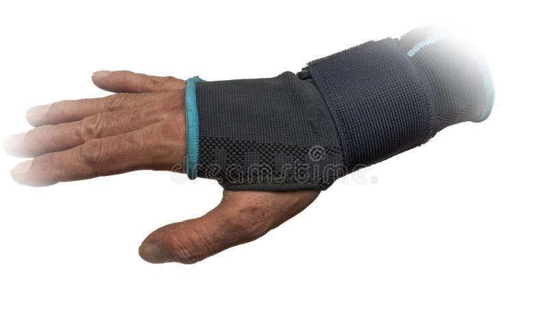Red Hand with Blue New Orthosis and White Background Stock Image ...