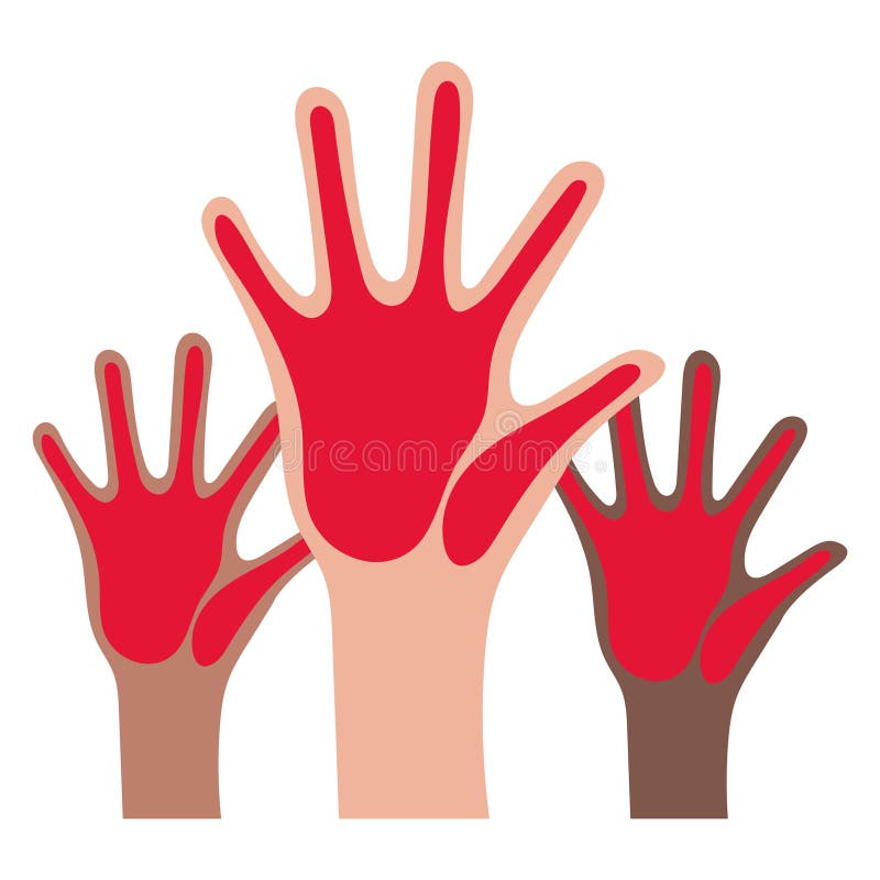 Red Hand Day Illustration of Hands with Paint Stock Illustration ...