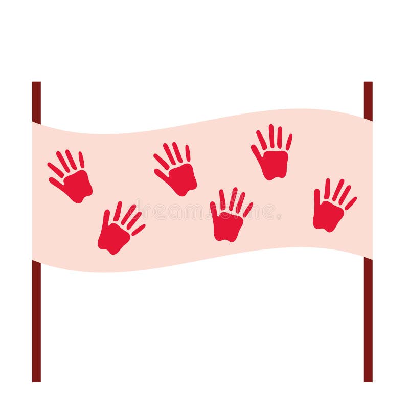 Red Hand Day Illustration of Hands on Signboard Stock Illustration ...