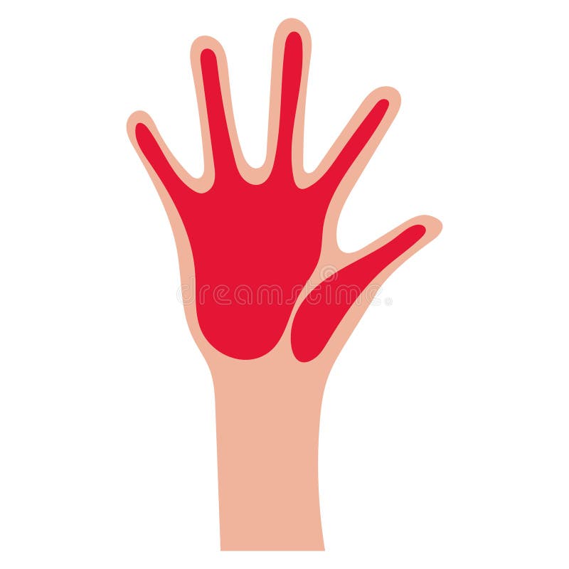 Red Hand Day Illustration of Hand with Paint Stock Illustration ...