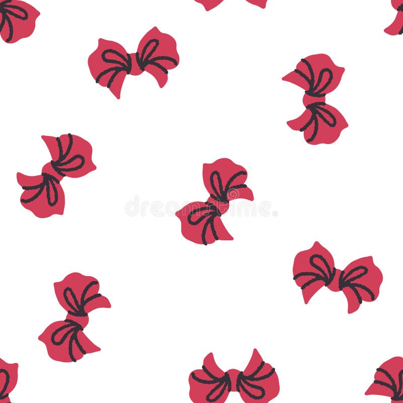 Red Hand Drawn Bow Pattern stock illustration. Illustration of doodle ...