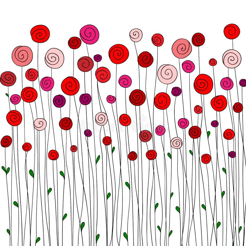 Red Hand Drawn Cartoon Rose Flowers Stock Illustrations – 596 Red Hand ...