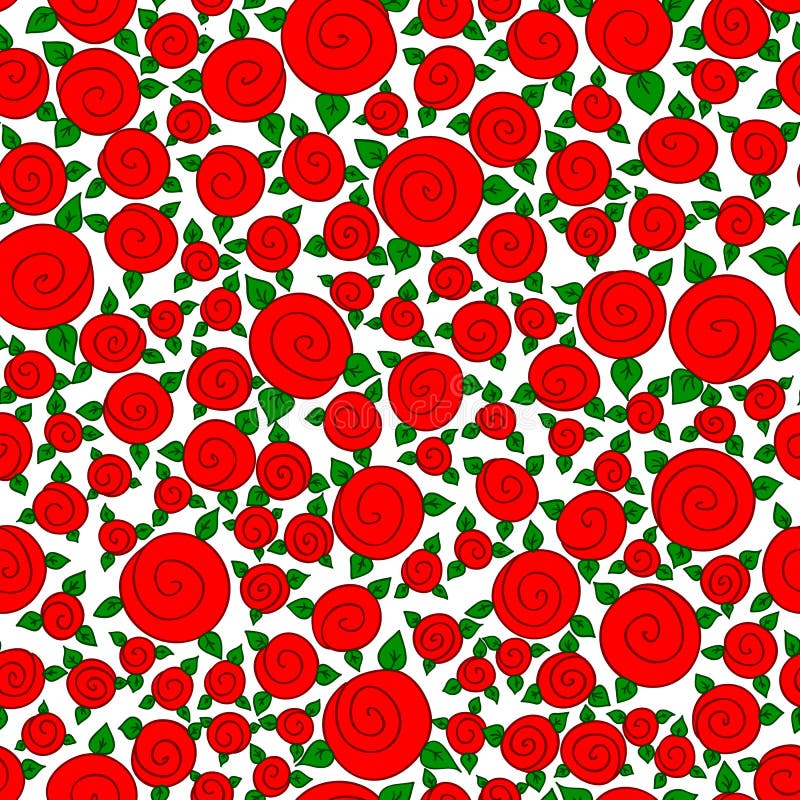 Red Hand Drawn Cartoon Rose Flowers Stock Illustration - Illustration ...