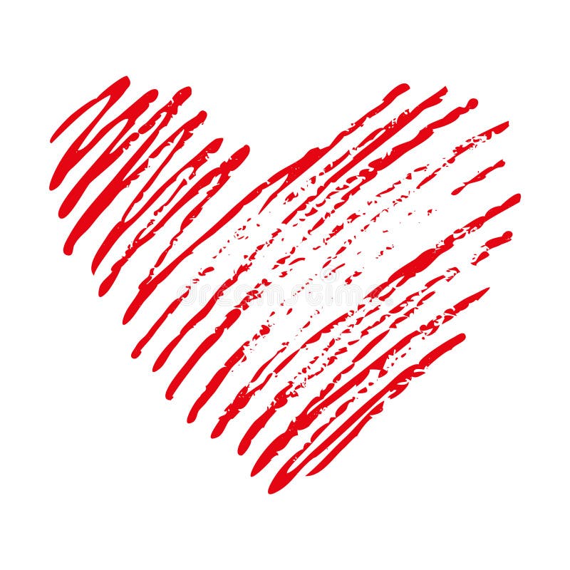 Red Hand Drawn Heart Drawn by Colored Pencil on the White Background ...