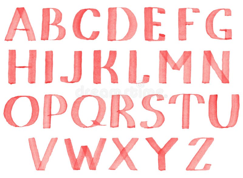 Red Hand Drawn Watercolor Font Stock Vector - Illustration of ...