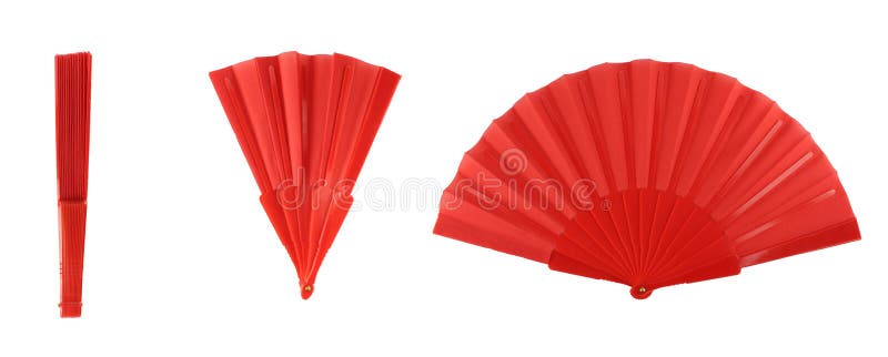 Red Hand Fan Opening Proces. Fold and Unfold Traditional Hand Fan Stock ...