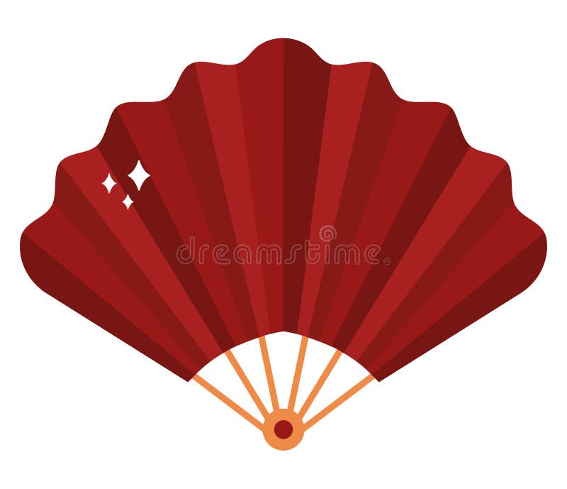 Red hand fan stock vector. Illustration of paper, wooden - 263628917
