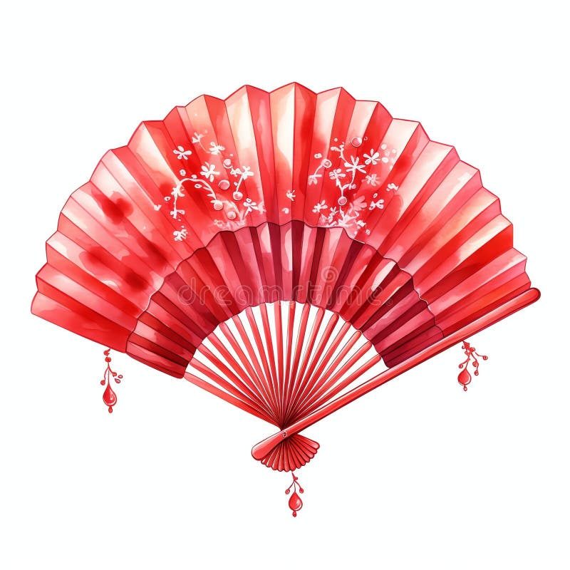 Red Hand Fans Chinese New Year Stock Illustration - Illustration of ...