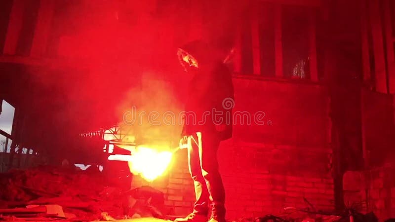 Red Hand Flare. Distress Signal Stock Video - Video of freedom ...