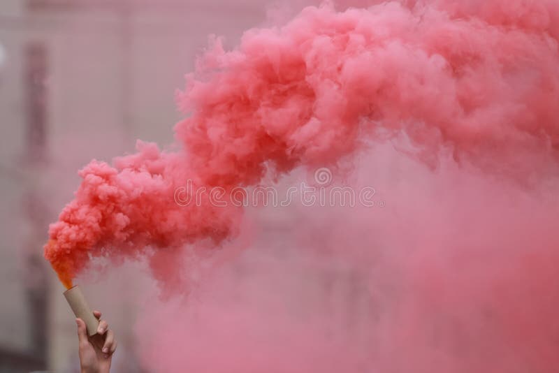 Hand Holding Burning Hand Flare Stock Photo - Image of illuminating ...