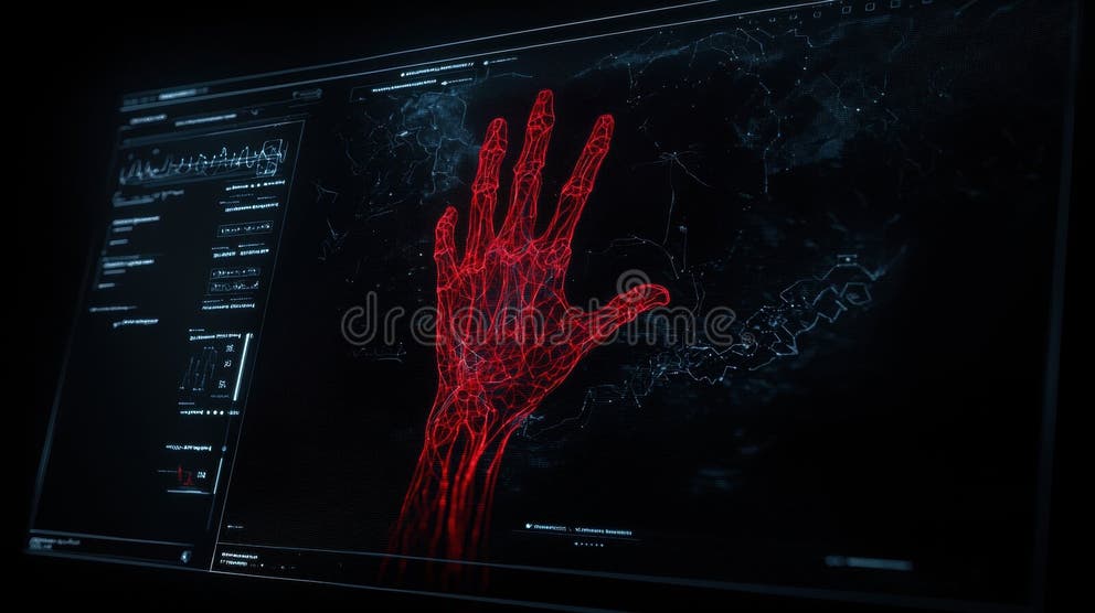 A red hand on a map. stock photo. Image of geographical - 374119744
