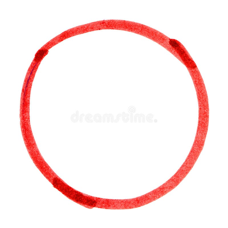 Red Hand Painted Circle Made with Blue Pen Stock Illustration ...
