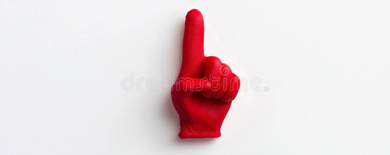 Red Hand Pointing Up Minimalist Concept, Number One, Direction Finger ...