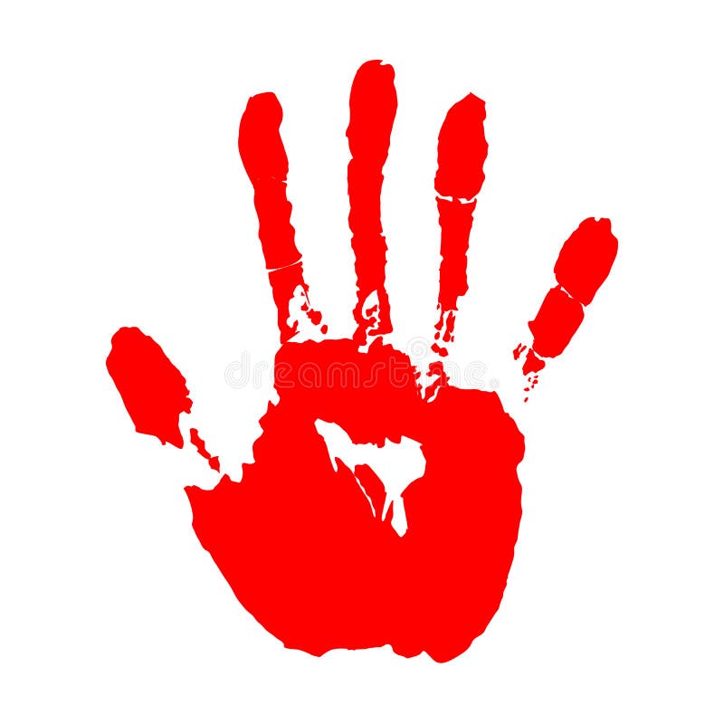 Red Hand Print on White Background Stock Illustration - Illustration of ...