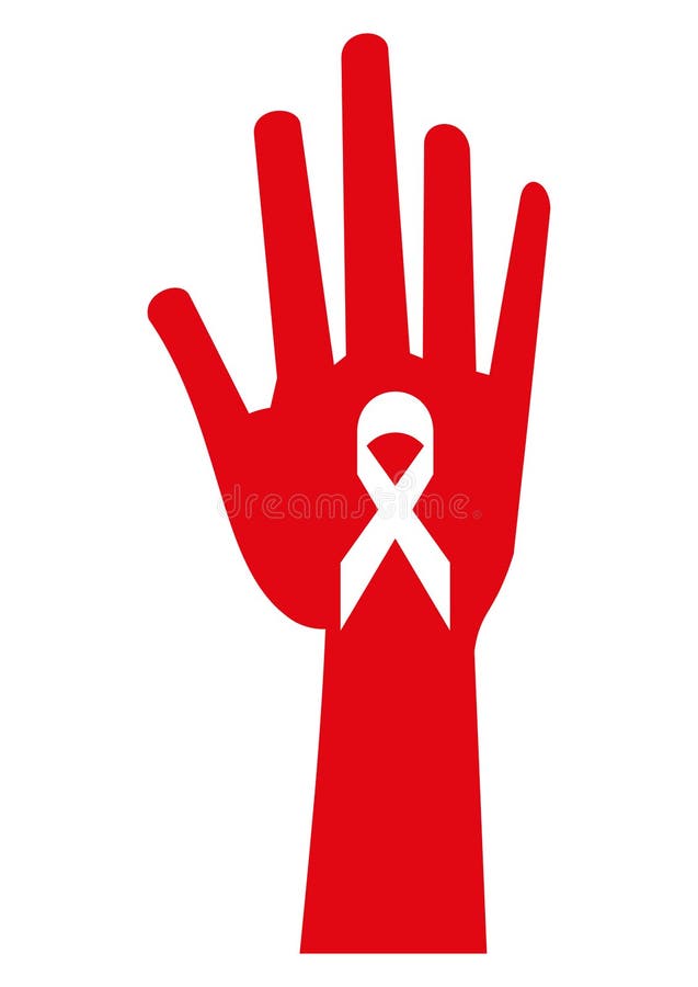 Red hand with ribbon stock vector. Illustration of hand - 234613176